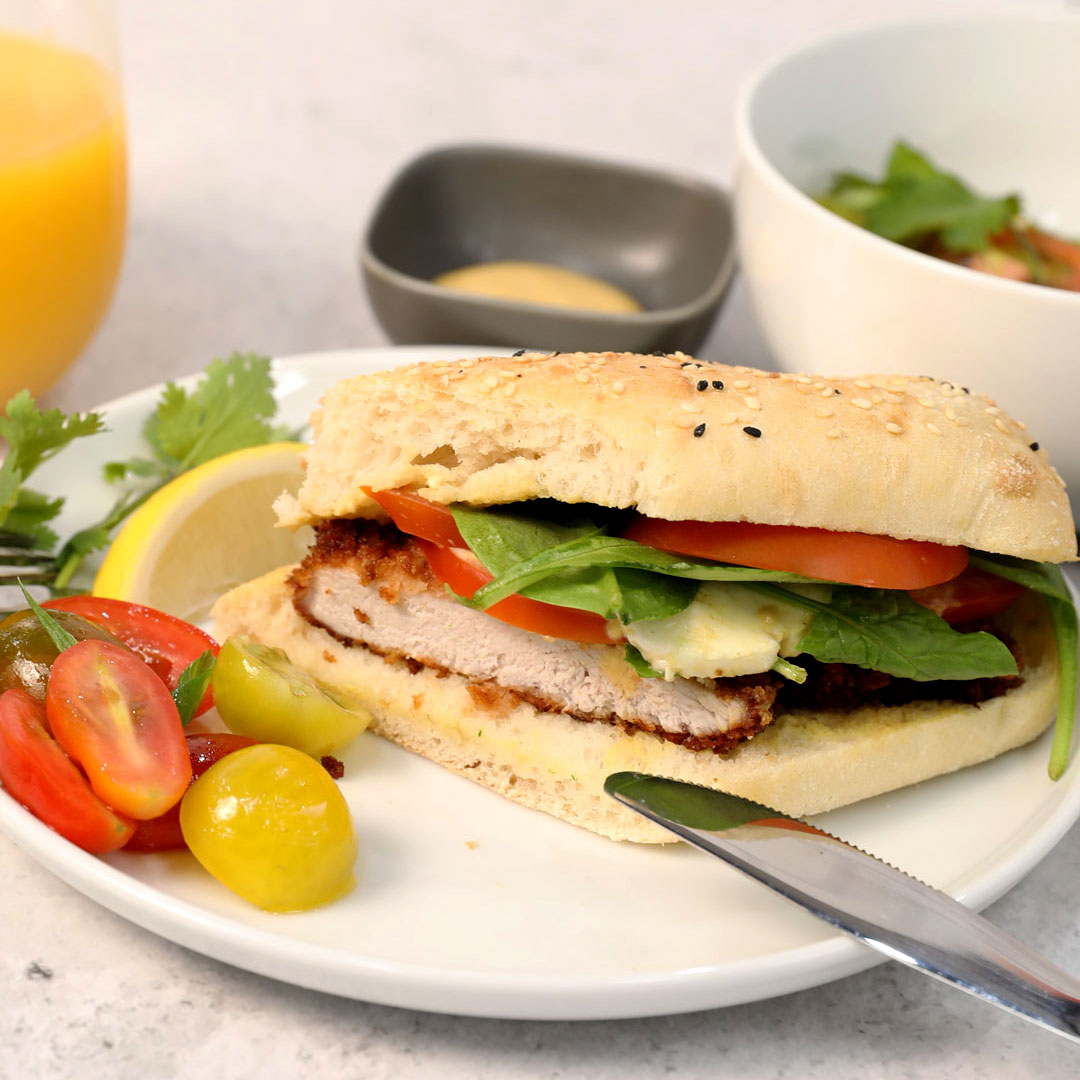 Milanese Style Pork Sandwich with Tomato Salad - SunPork Fresh Foods